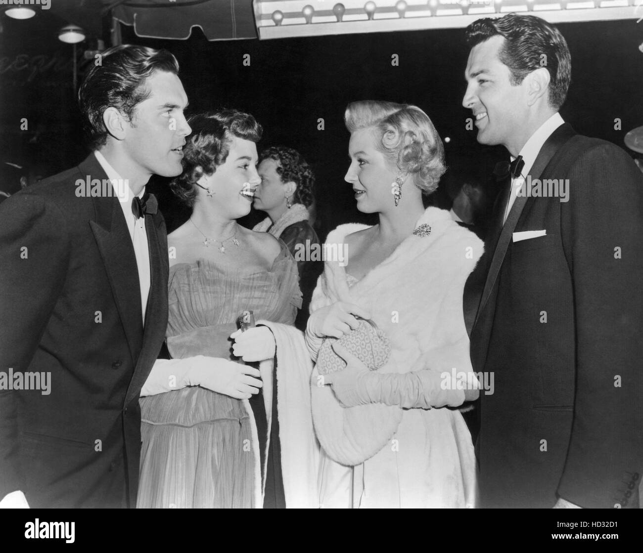 Front from left: actor Jeffrey Hunter and wife Barbara Rush, actress ...