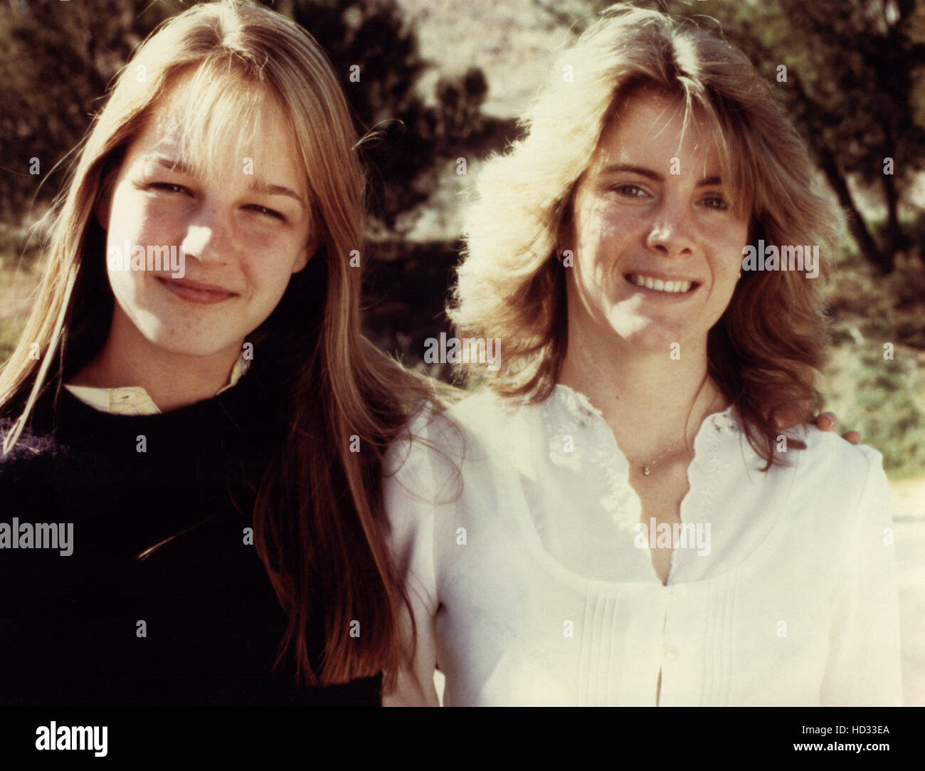 Teenager HELEN HUNT poses with the real life KATHY MILLER whom she ...