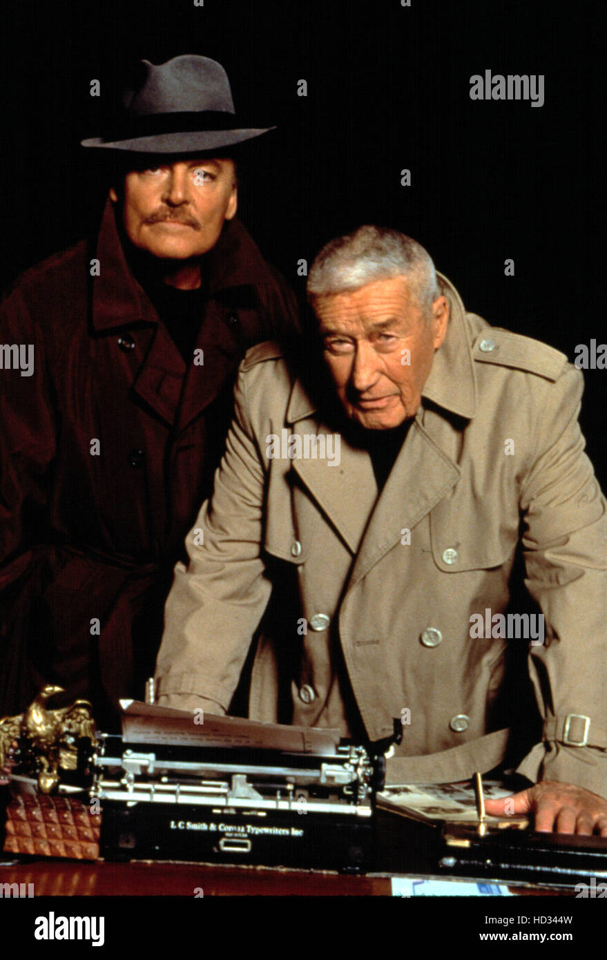 Mickey Spillane (right) with Stacy Keach, promoting the Mike Hammer TV ...
