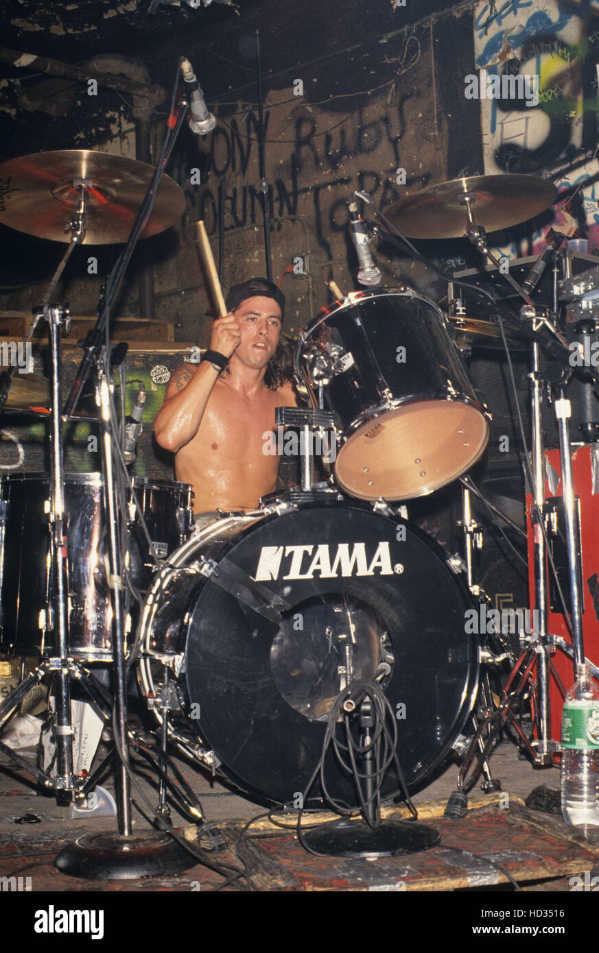 Drummer Dave Grohl performing with Scream, CBGB's, New York, NY, June ...