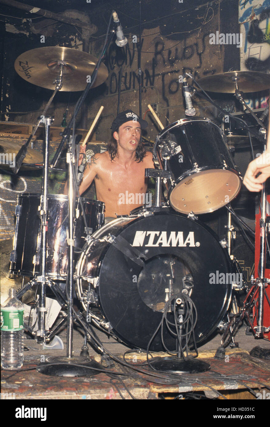 Drummer Dave Grohl performing with Scream, CBGB's, New York, NY, June ...