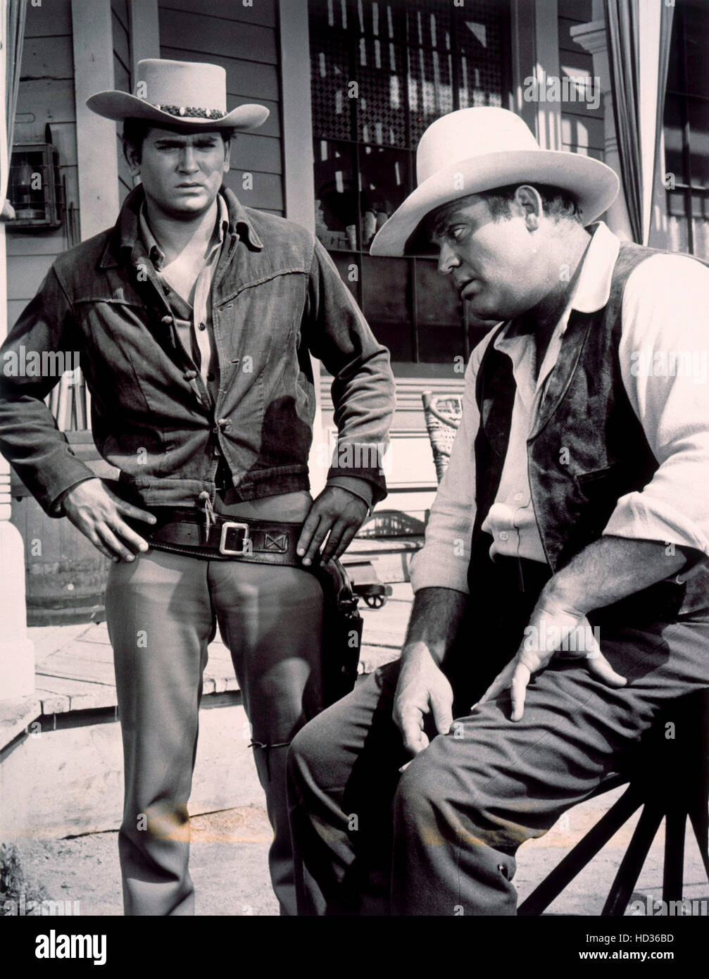 BONANZA, Michael Landon, Dan Blocker, 1959-73 Stock Photo - Alamy