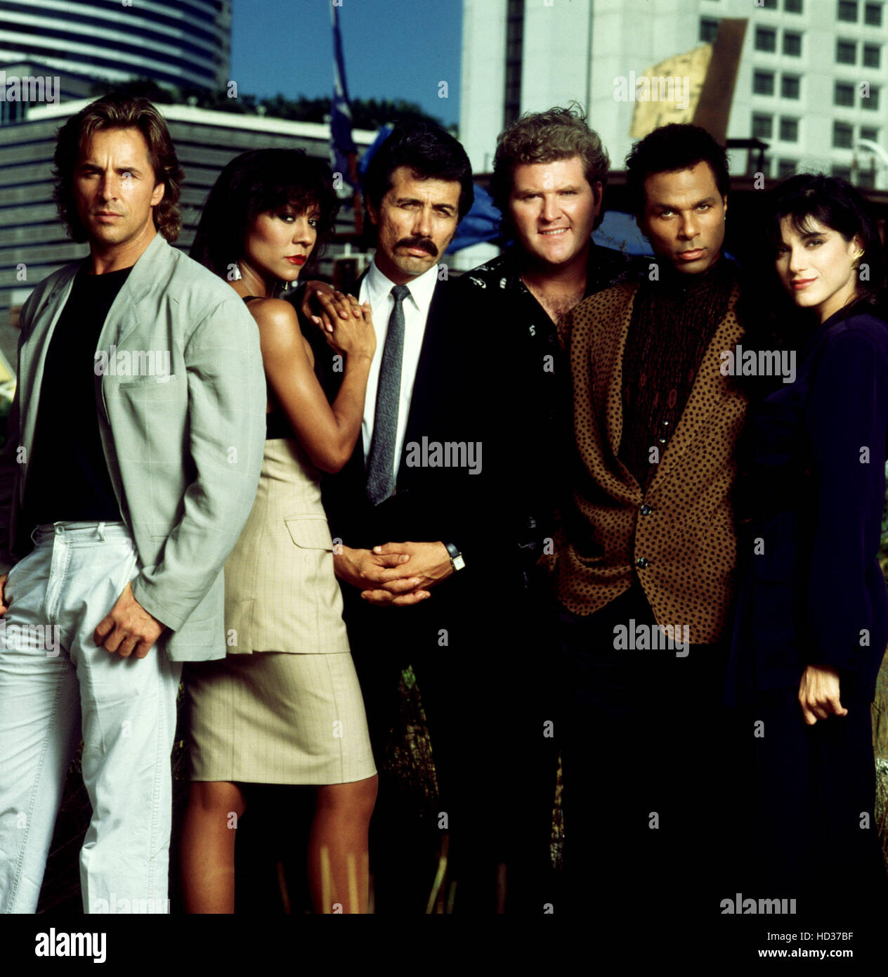 MIAMI VICE, Don Johnson, Olivia Brown, Edward James Olmos, Michael Talbott, Philip Michael ...