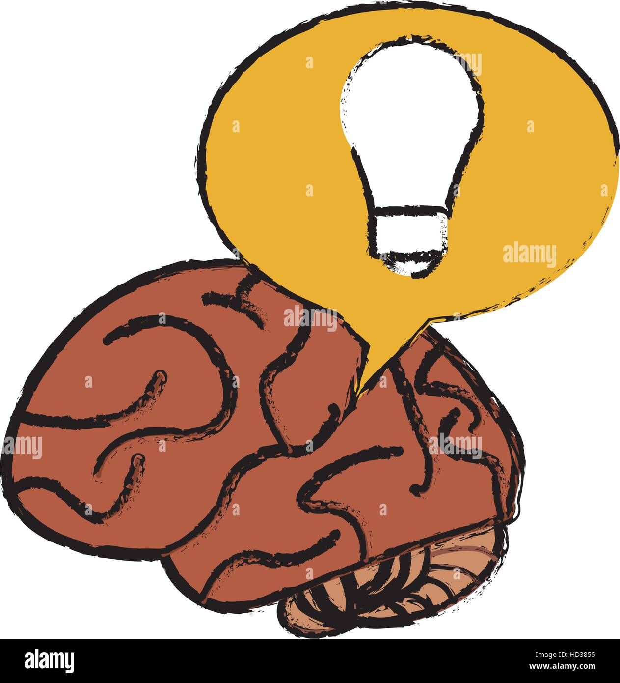 brain thinking idea yellow bubble sketch Stock Vector Image & Art - Alamy