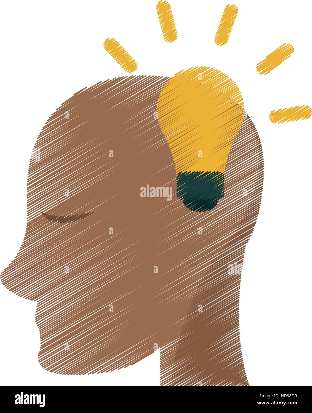 Illustration of human head with new idea light bulb Stock Vector Images ...