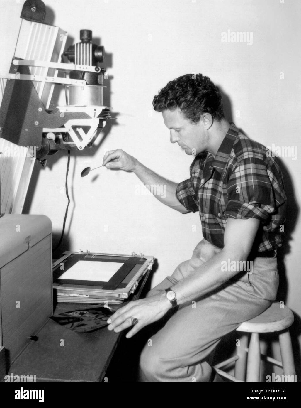 Robert Stack, developing photos at home, 1954 Stock Photo - Alamy