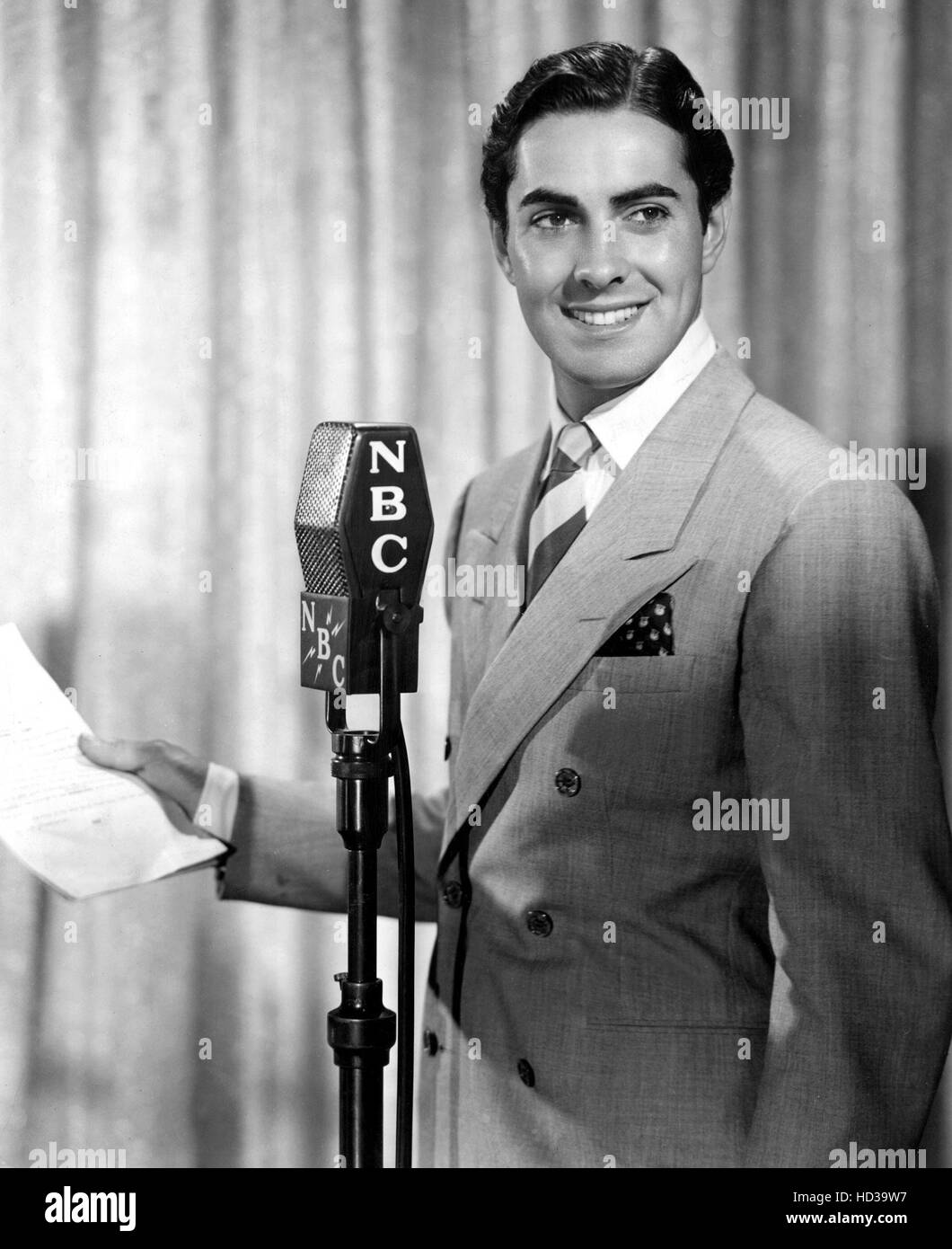 TYRONE POWER broadcasting from his own N.B.C. radio show, 9/25/37 Stock ...