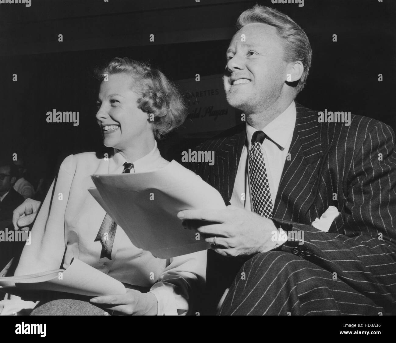 From left; June Allyson, Van Johnson sporting a beard at the rehearsal ...