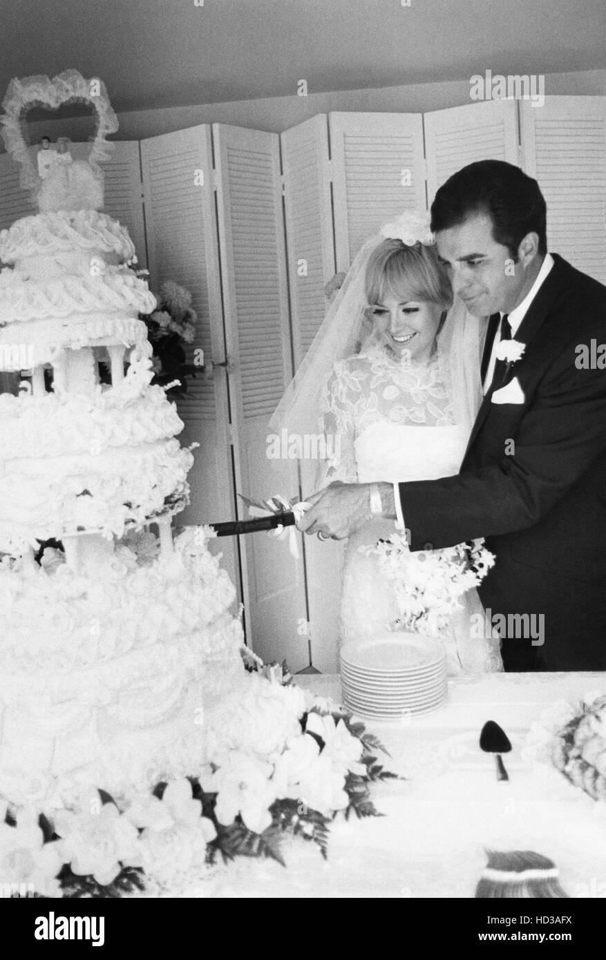 Wedding of Linda Foster, left, and Vince Edwards, August 6, 1967 Stock ...