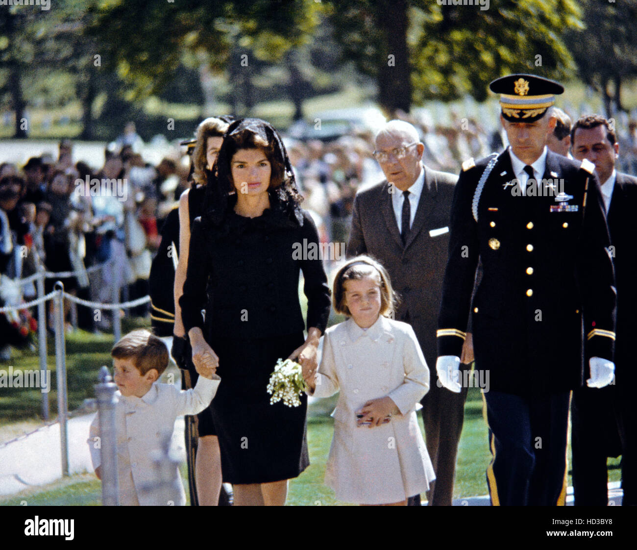 Jacqueline Kennedy with children John and Caroline at President John F ...