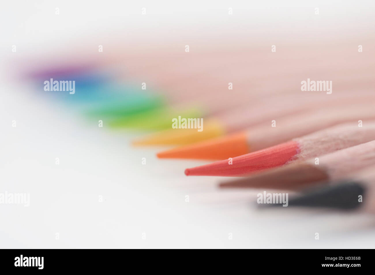 Colouring pencils lined up together, focused on red pencil Stock Photo ...