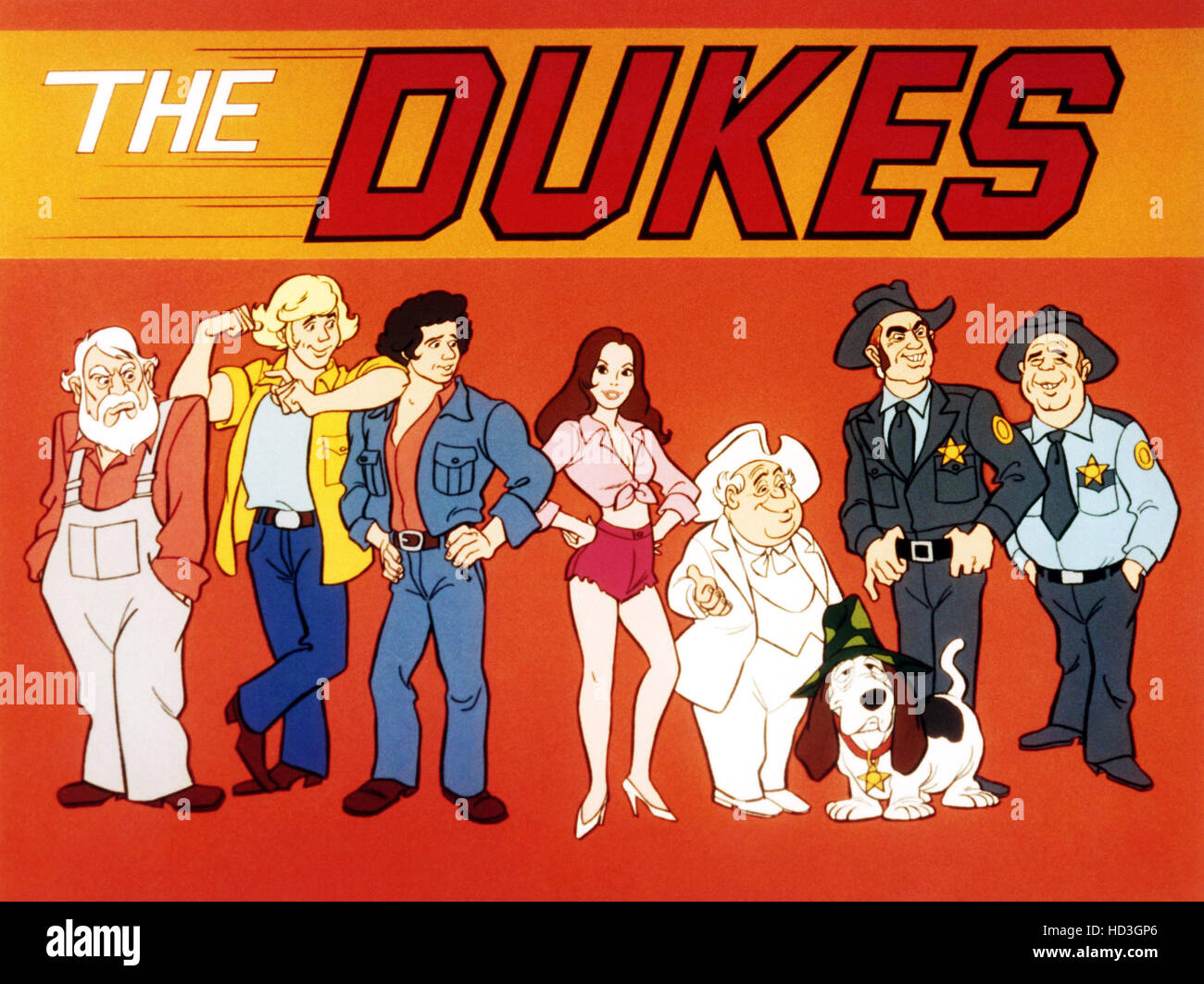 THE DUKES, (from left): Uncle Jesse Duke, Bo Duke, Luke Duke, Daisy ...