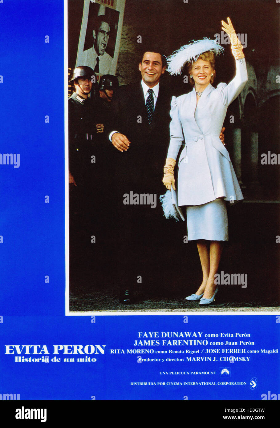 EVITA PERON, center from left: James Farentino as Juan Peron, Faye ...
