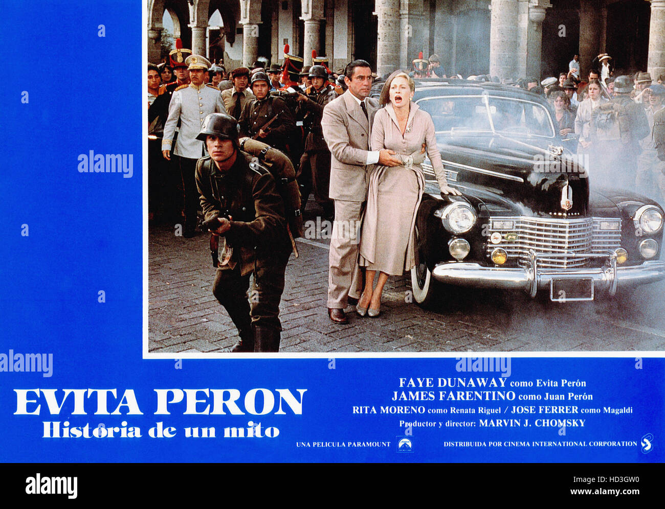 EVITA PERON, center from left: James Farentino as Juan Peron, Faye ...