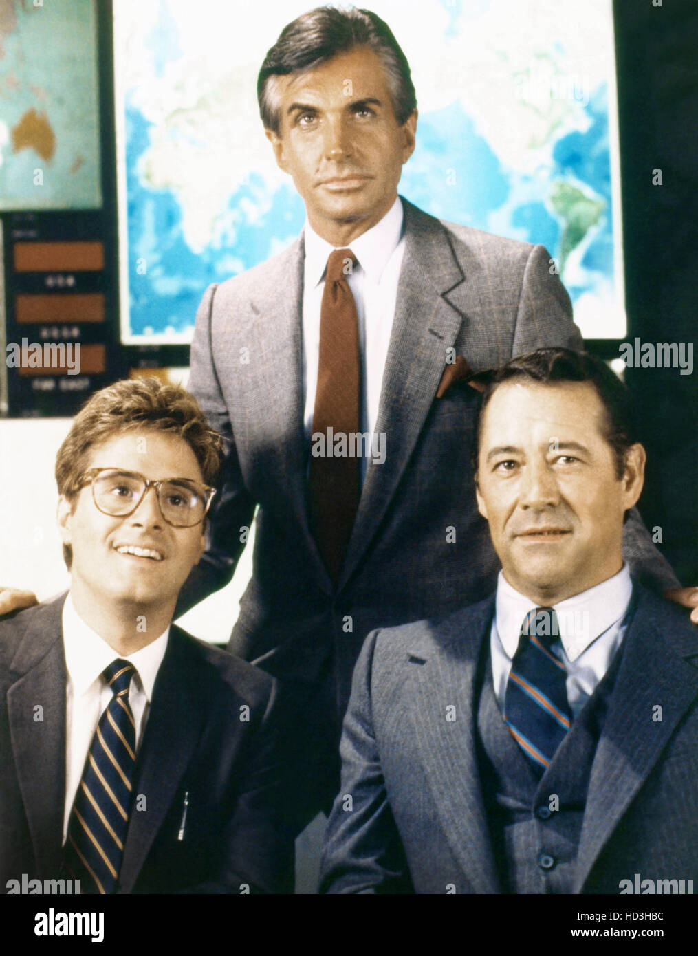 SPIES, front from left: Gary Kroeger, Barry Corbin, George Hamilton ...