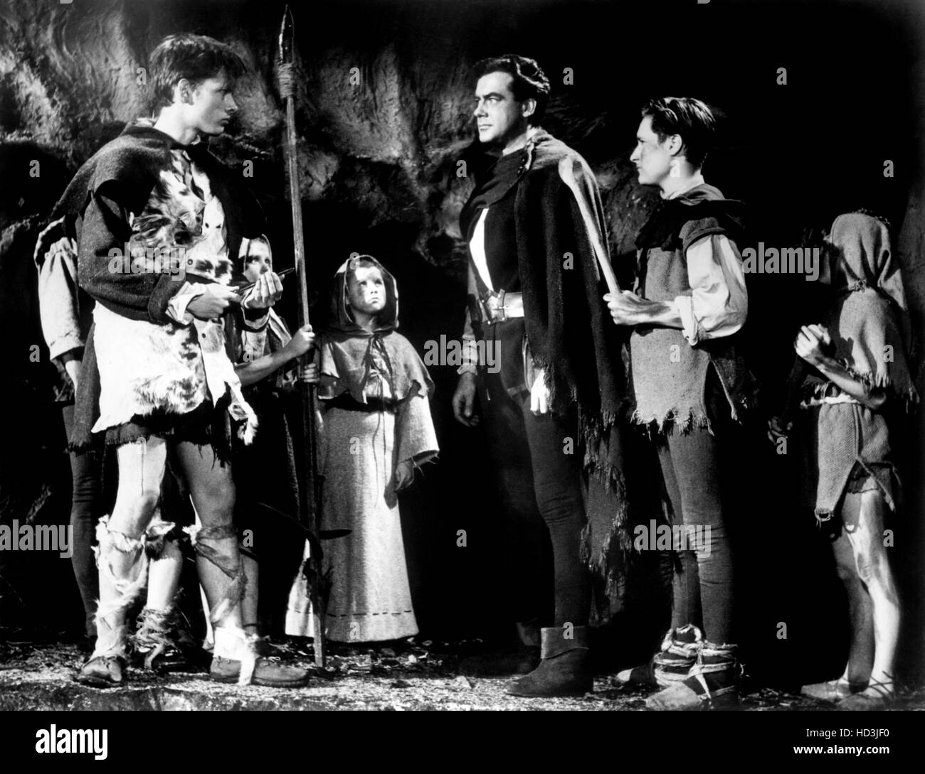 THE ADVENTURES OF ROBIN HOOD, Barry Keegan (left), Richard Greene (cape ...
