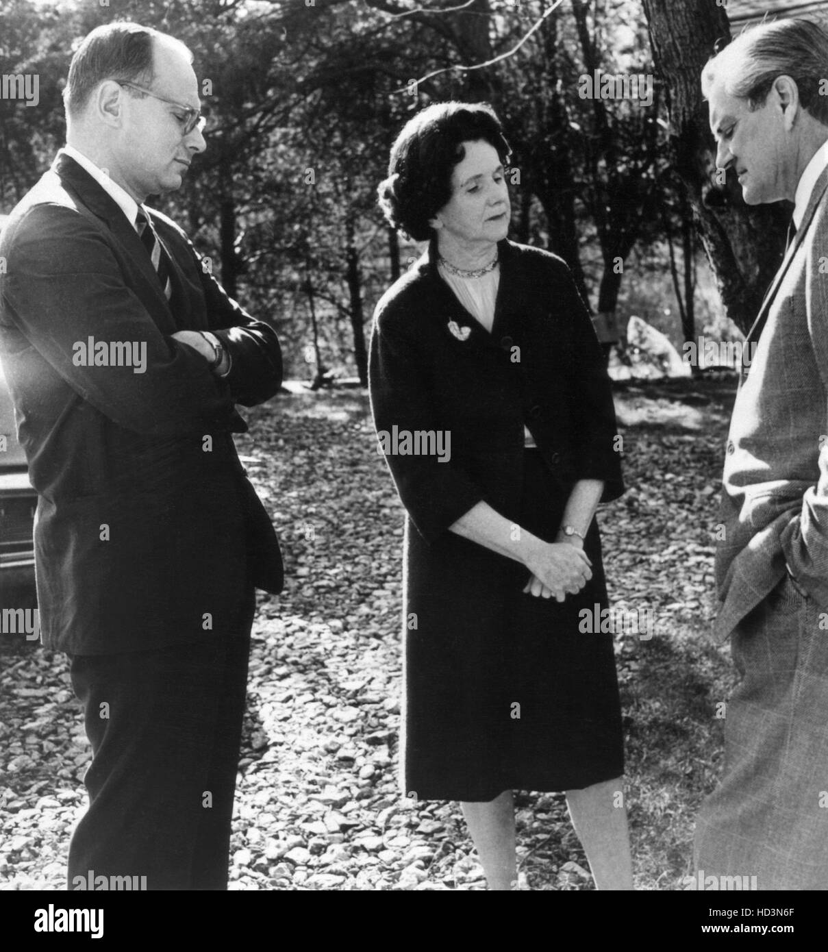 CBS REPORTS, from left: producer Jay McMullen, Rachel Carson ...