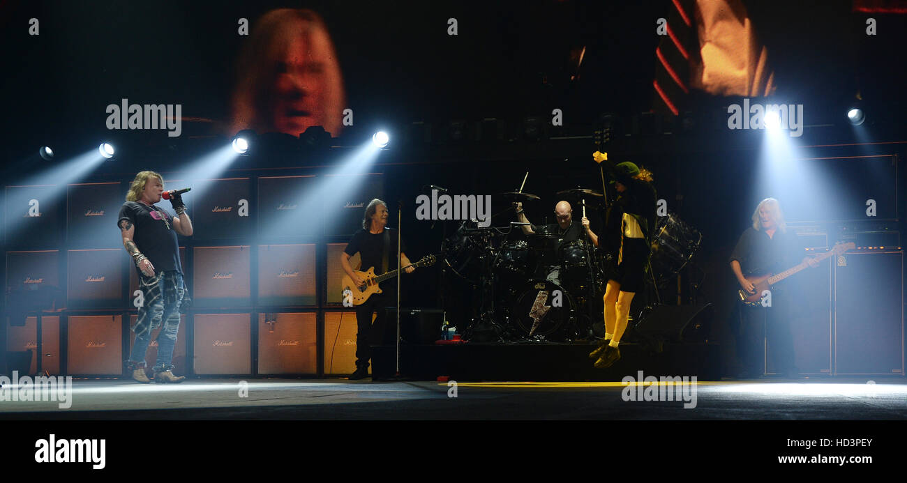 AC/DC perform live in concert Featuring: Axl Rose, Stevie Young, Chris ...