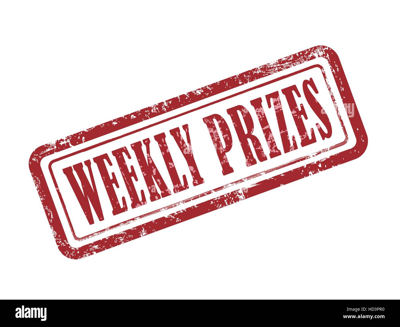 stamp weekly prizes in red over white background Stock Vector Image ...