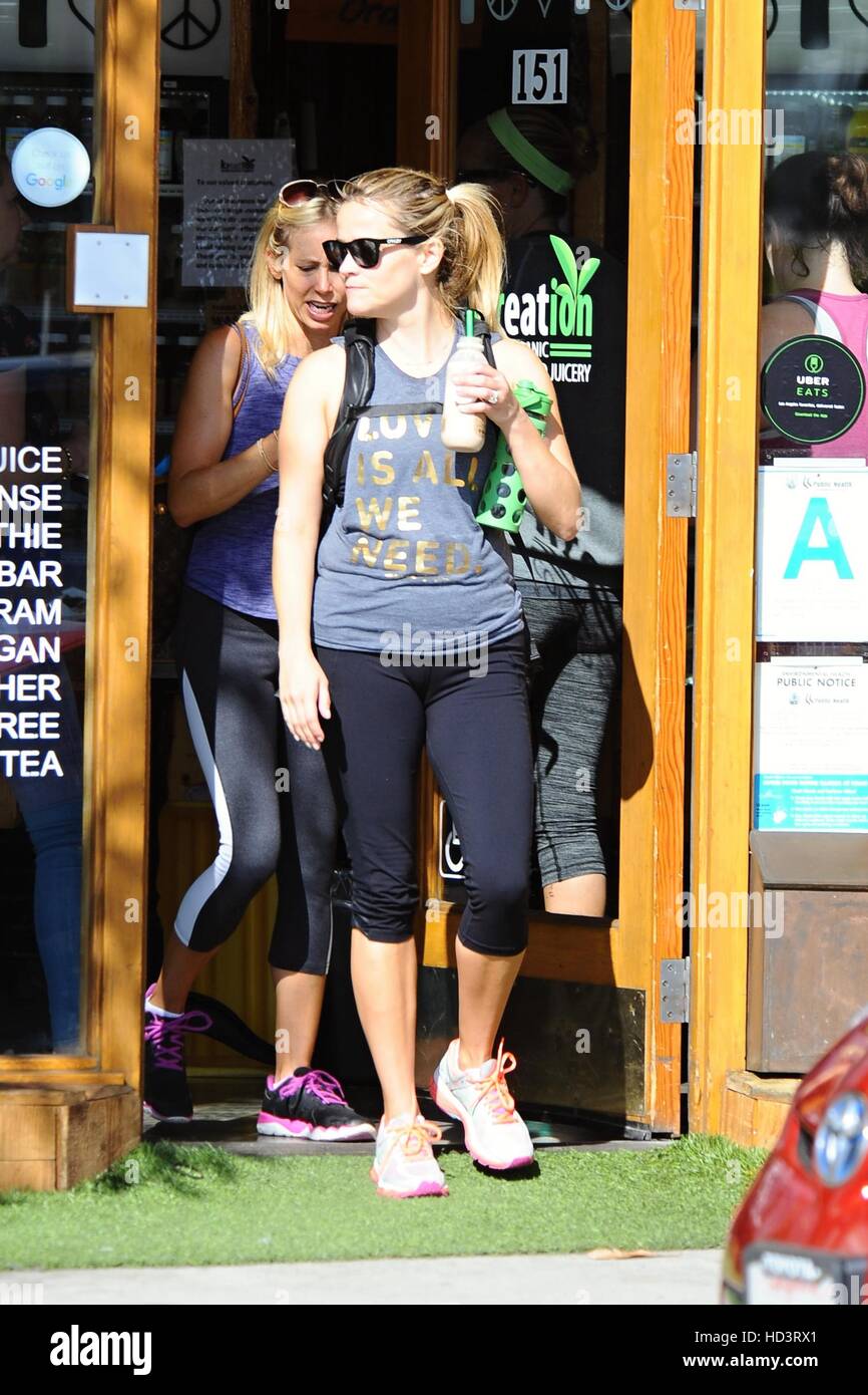 Reese Witherspoon leaving a dance class in Brentwood with a friend ...