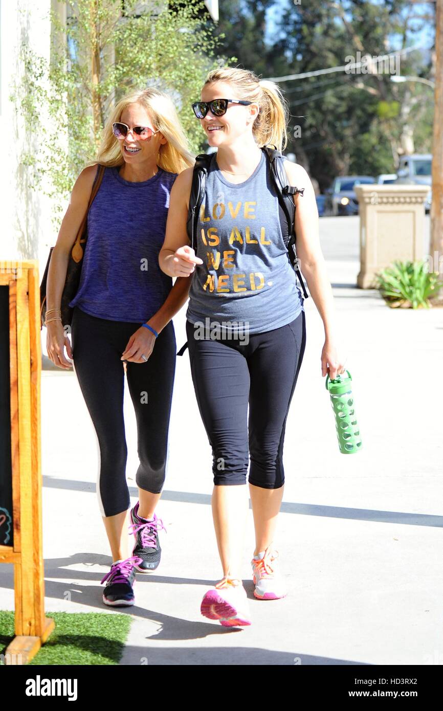 Reese Witherspoon leaving a dance class in Brentwood with a friend ...