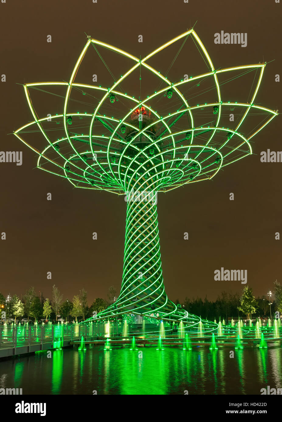 MILAN, ITALY - September 2015: View of The tree of life during water ...