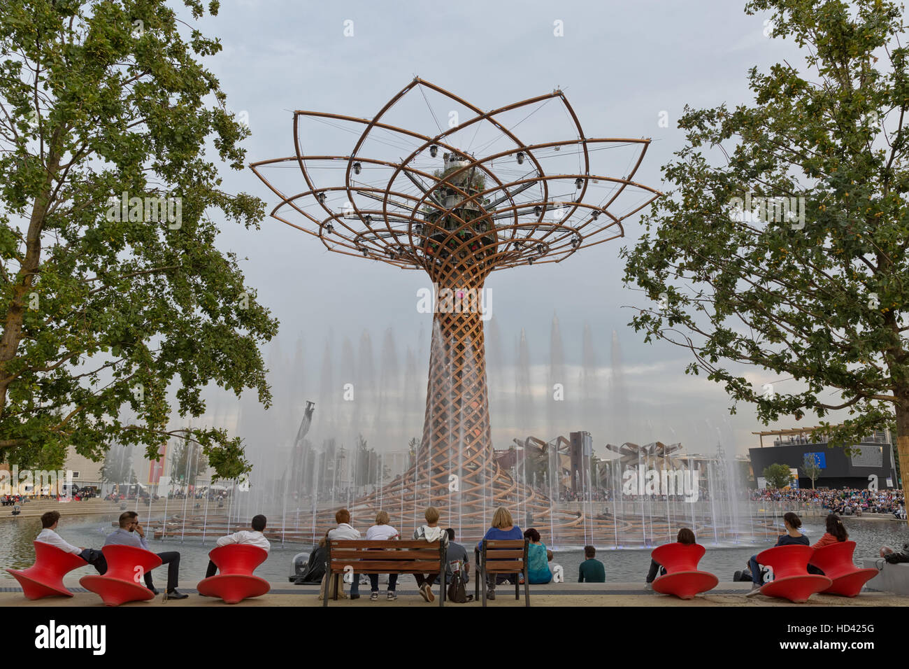 MILAN, ITALY - September 2015: View of The tree of life during water ...
