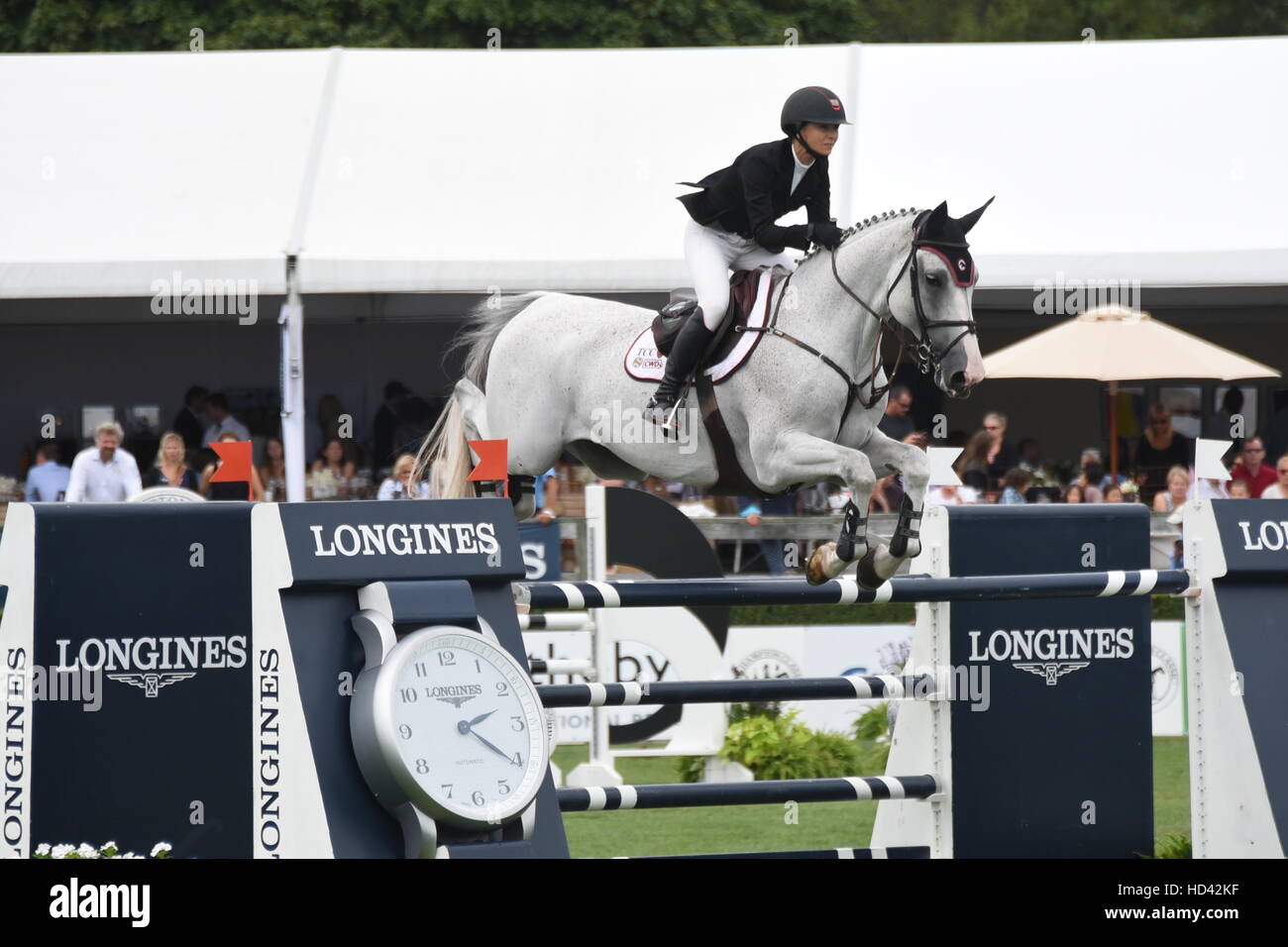 Georgina Bloomberg competes in the Hampton Classic Horse Show Featuring ...
