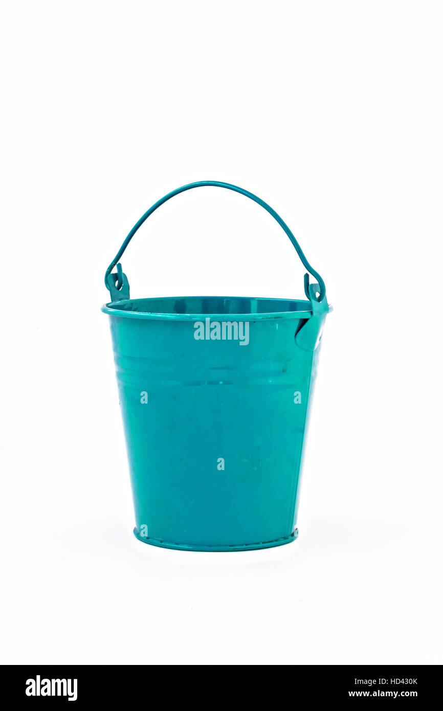 blue metal bucket decorative isolated on white background Stock Photo ...