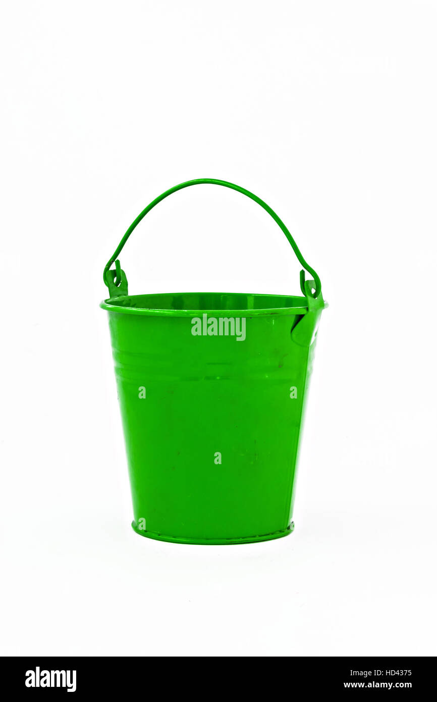 green metal bucket decorative isolated on white background Stock Photo ...
