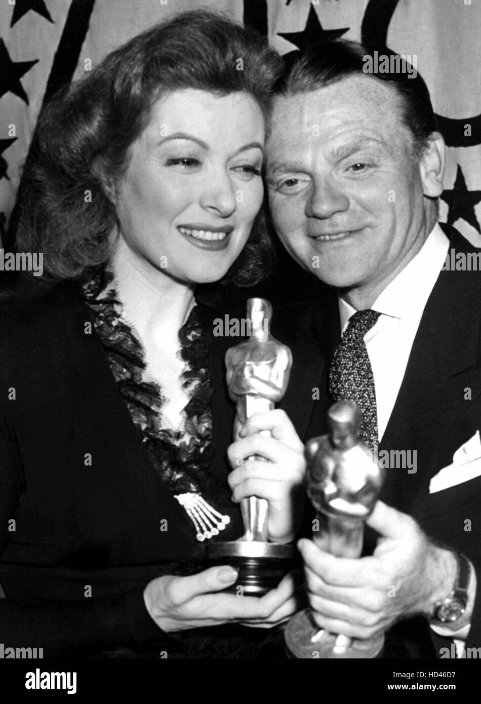1942: GREER GARSON [Best Actress, MRS. MINIVER] with JAMES CAGNEY [Best ...