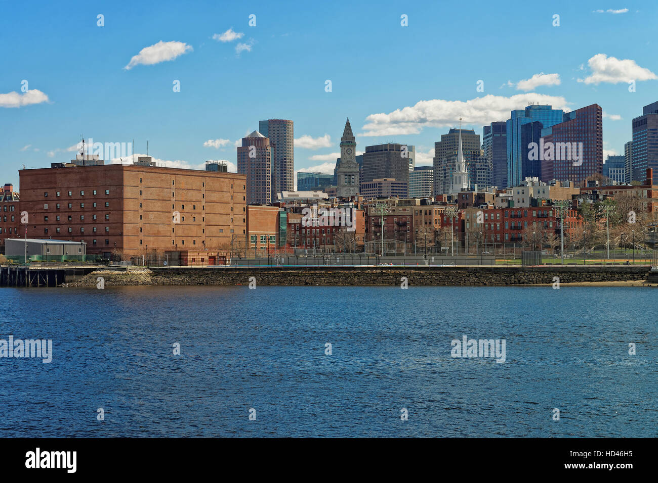 Riverside and the tallest buildings of Boston, USA. The city is located ...