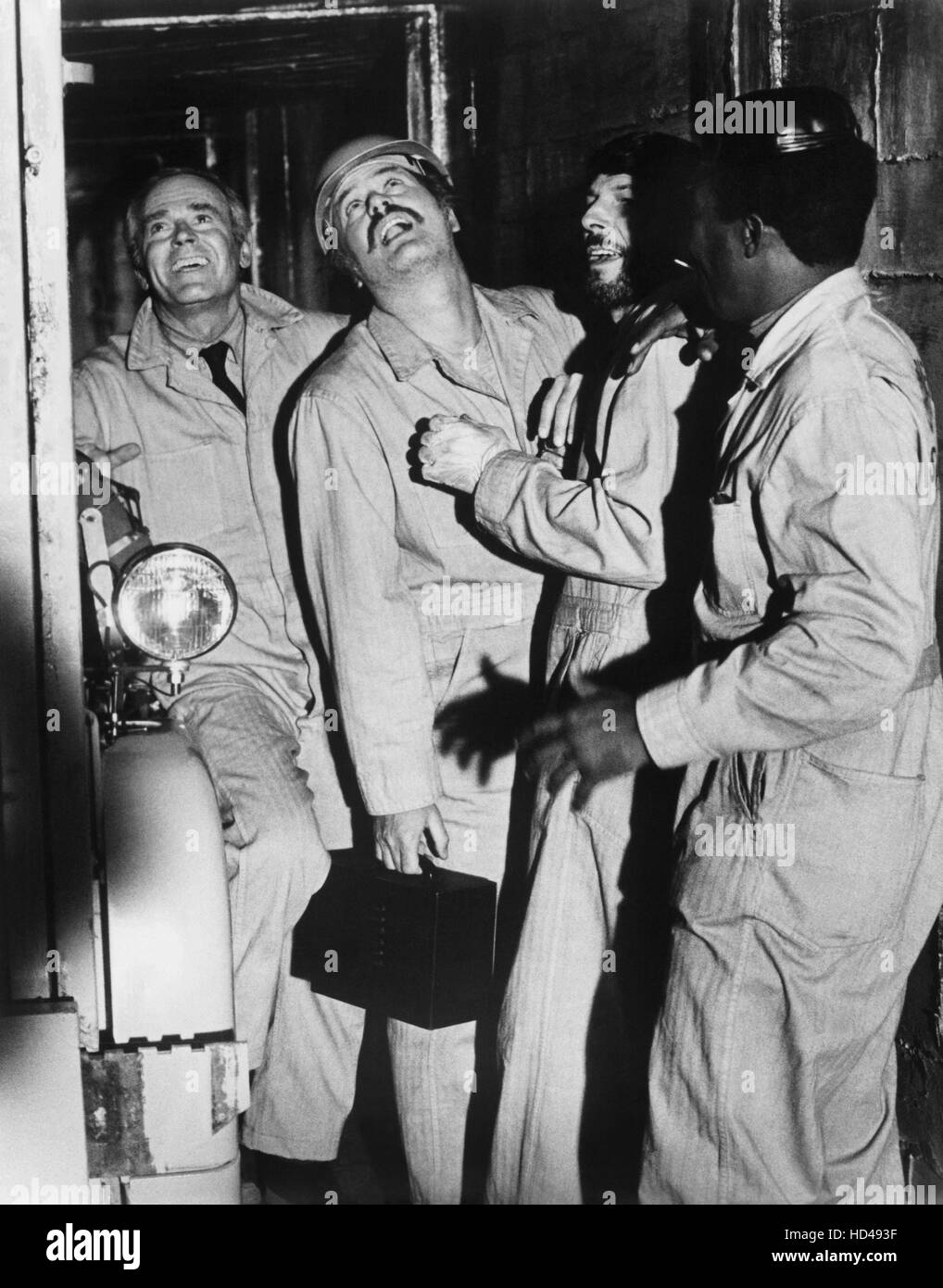 THE ALPHA CAPER, from left: Henry Fonda, Larry Hagman, Leonard Nimoy ...