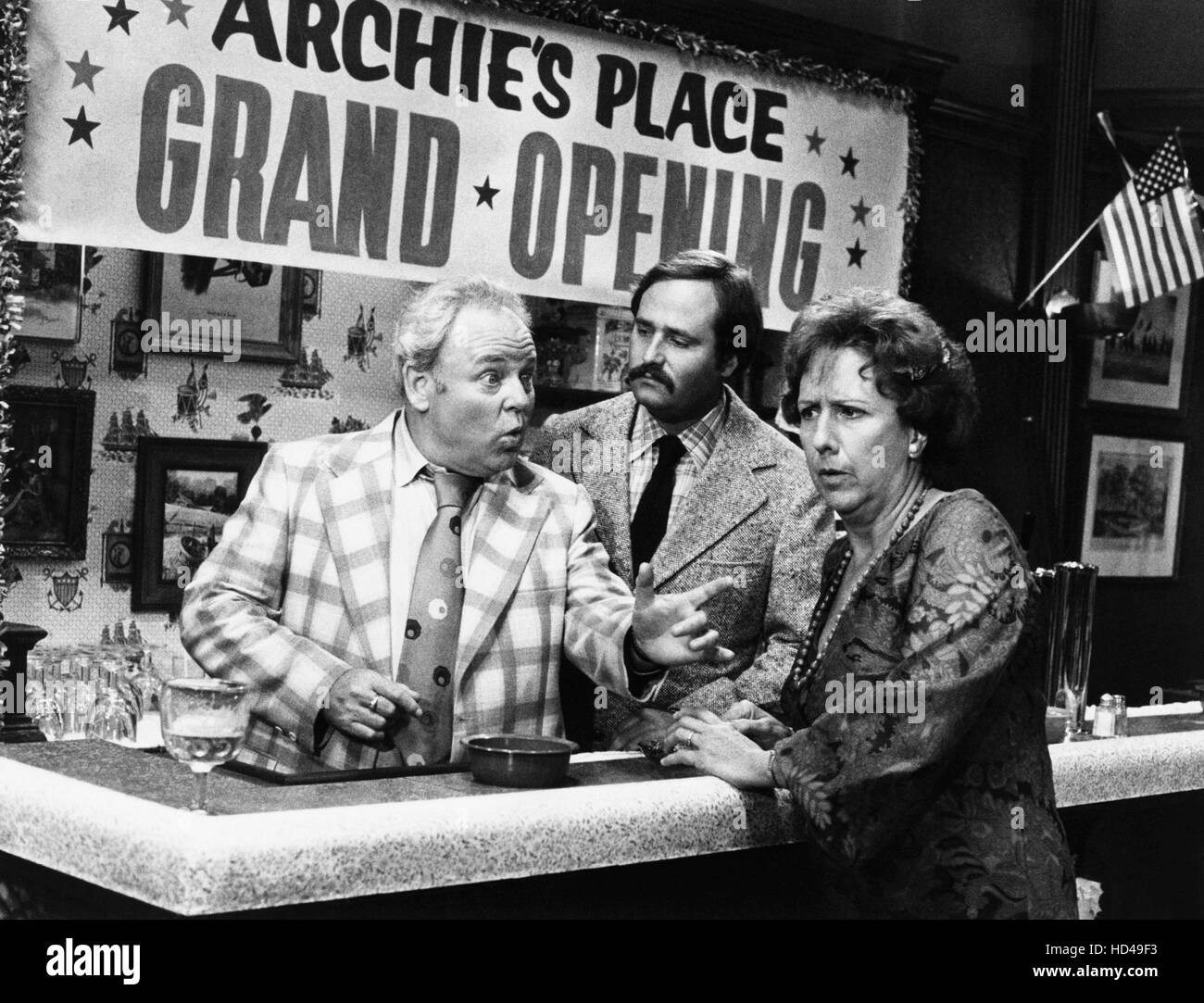 ALL IN THE FAMILY, from left, Carroll O'Connor, Rob Reiner, Jean ...