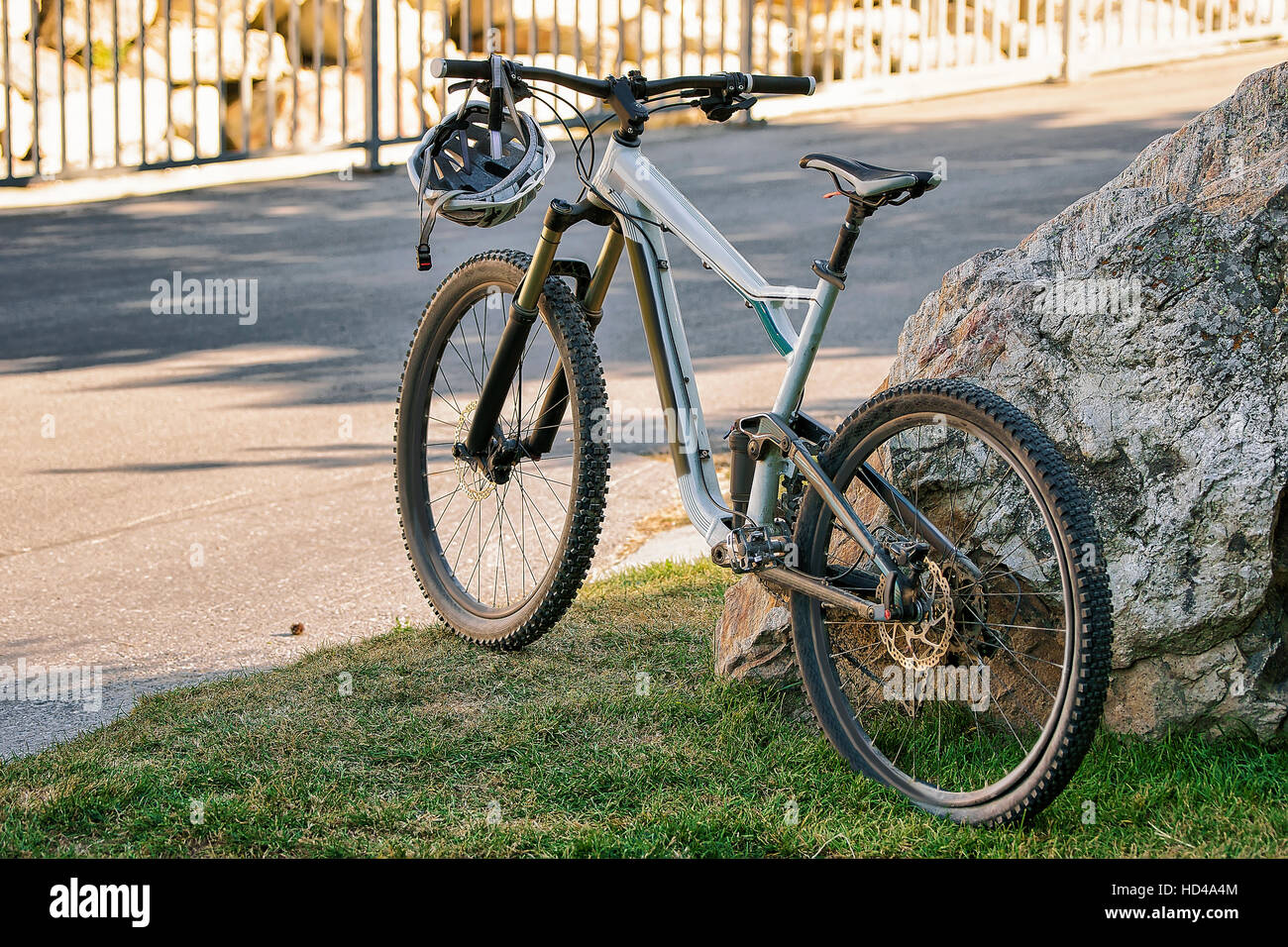 Mountain bike in the street in summer Stock Photo - Alamy