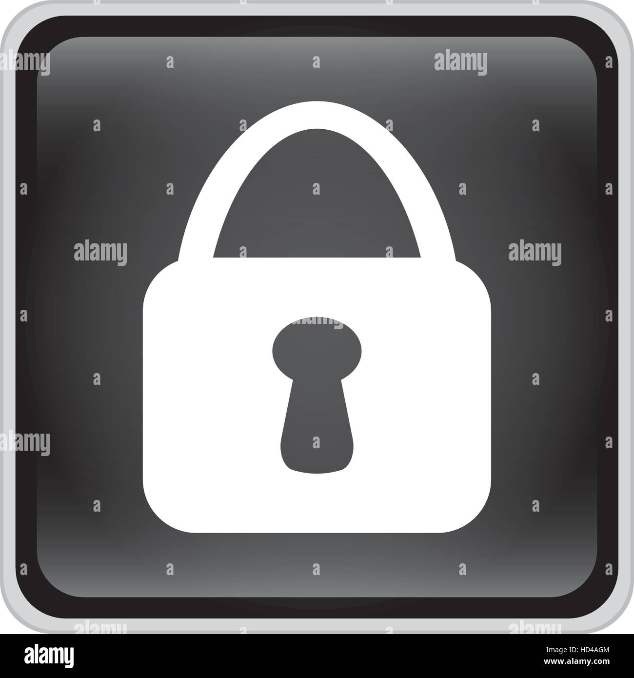 security padlock icon inside black square over white background. vector ...