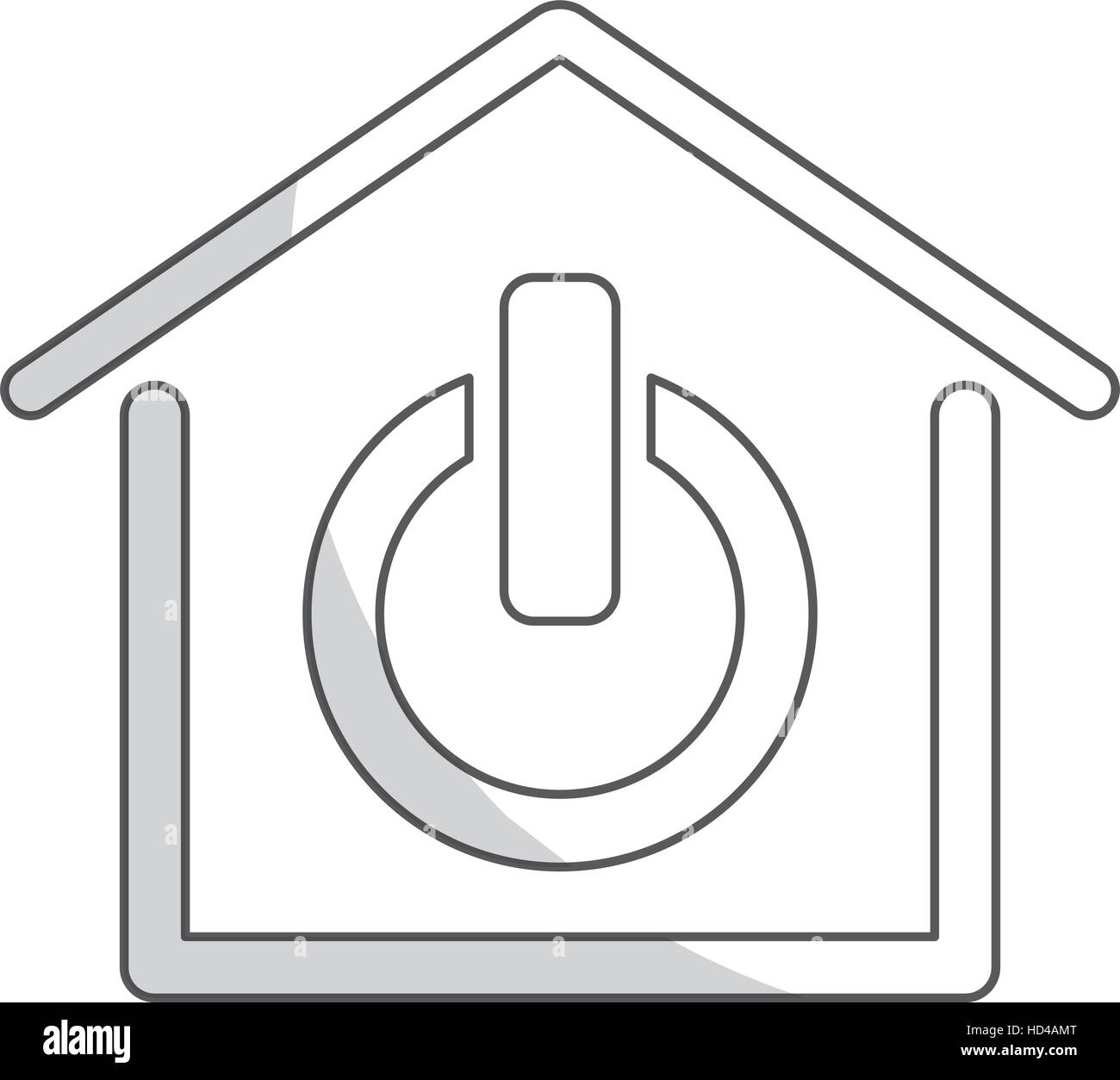 house with power button icon over white background. smart house design ...