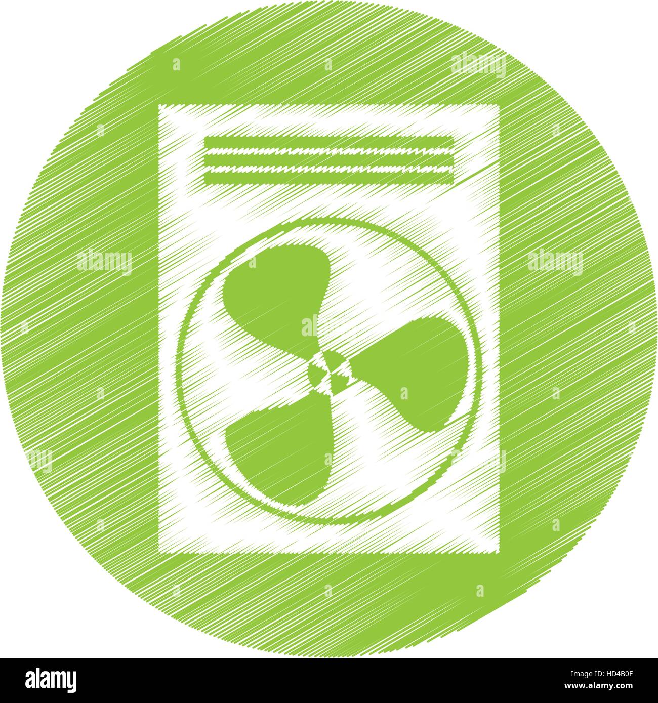 fan machine icon inside green circle over white background. sketch and ...