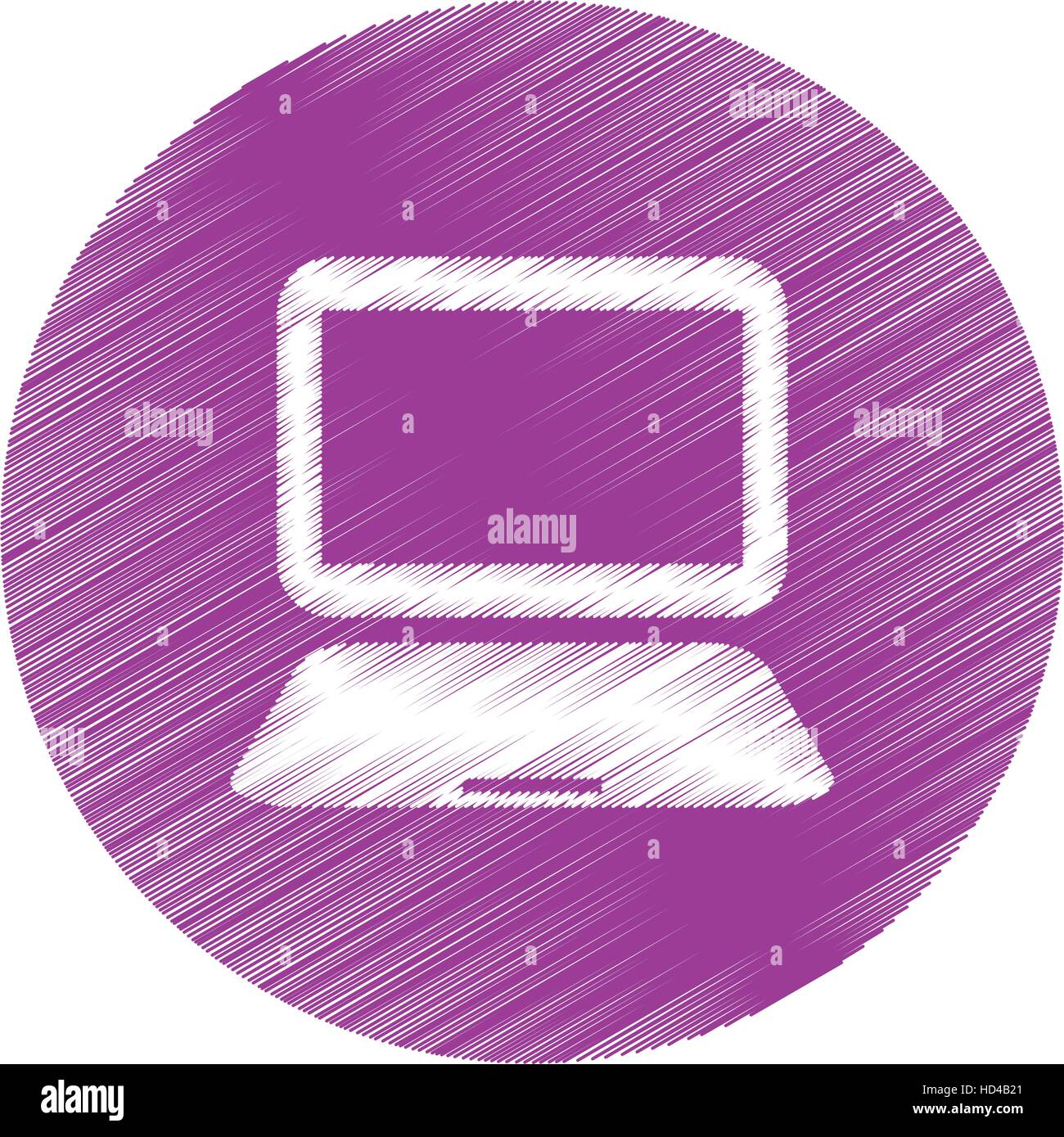 laptop computer device icon inside purple circle over white background ...