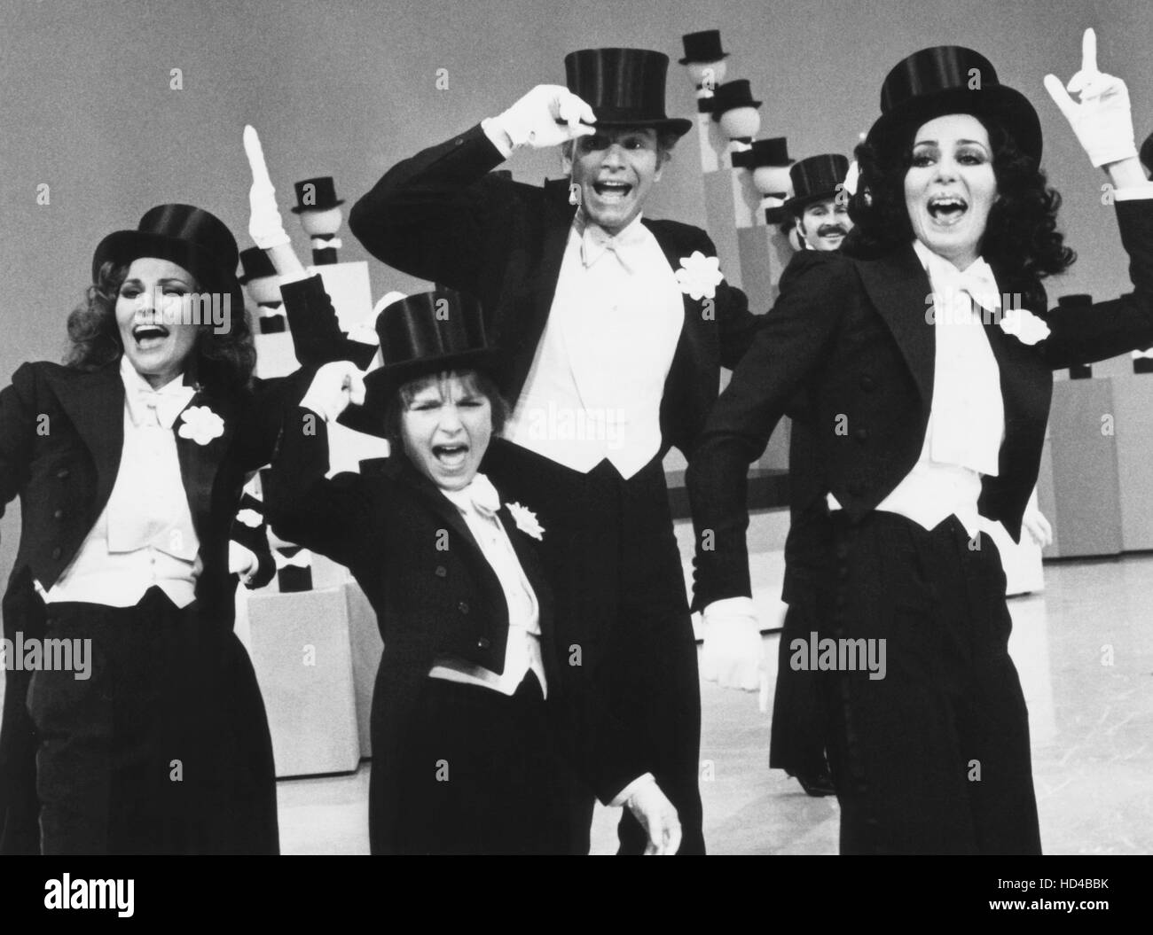 CHER, from left, Raquel Welch, Tatum O'Neal, Wayne Rogers, Cher ...