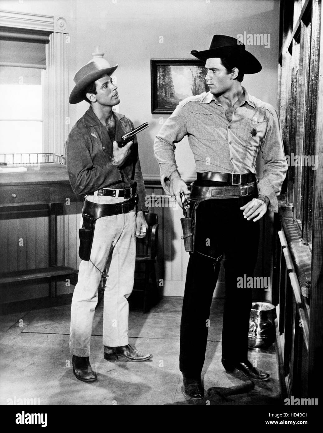 CHEYENNE, from left, Michael Dante, Clint Walker, in an episode aired ...