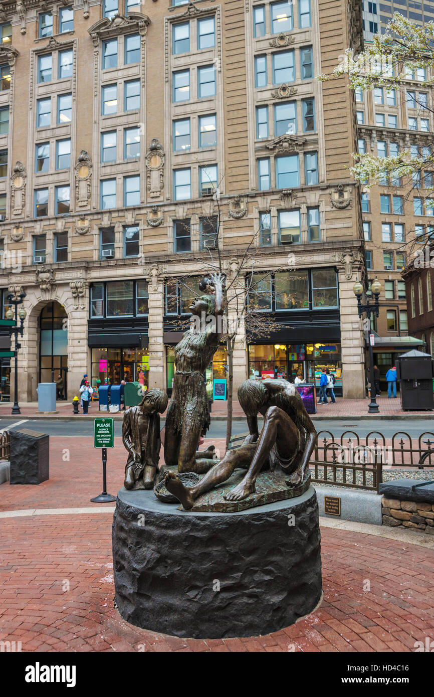 Boston, USA - April 27, 2015: Irish Famine Memorial in downtown Boston ...