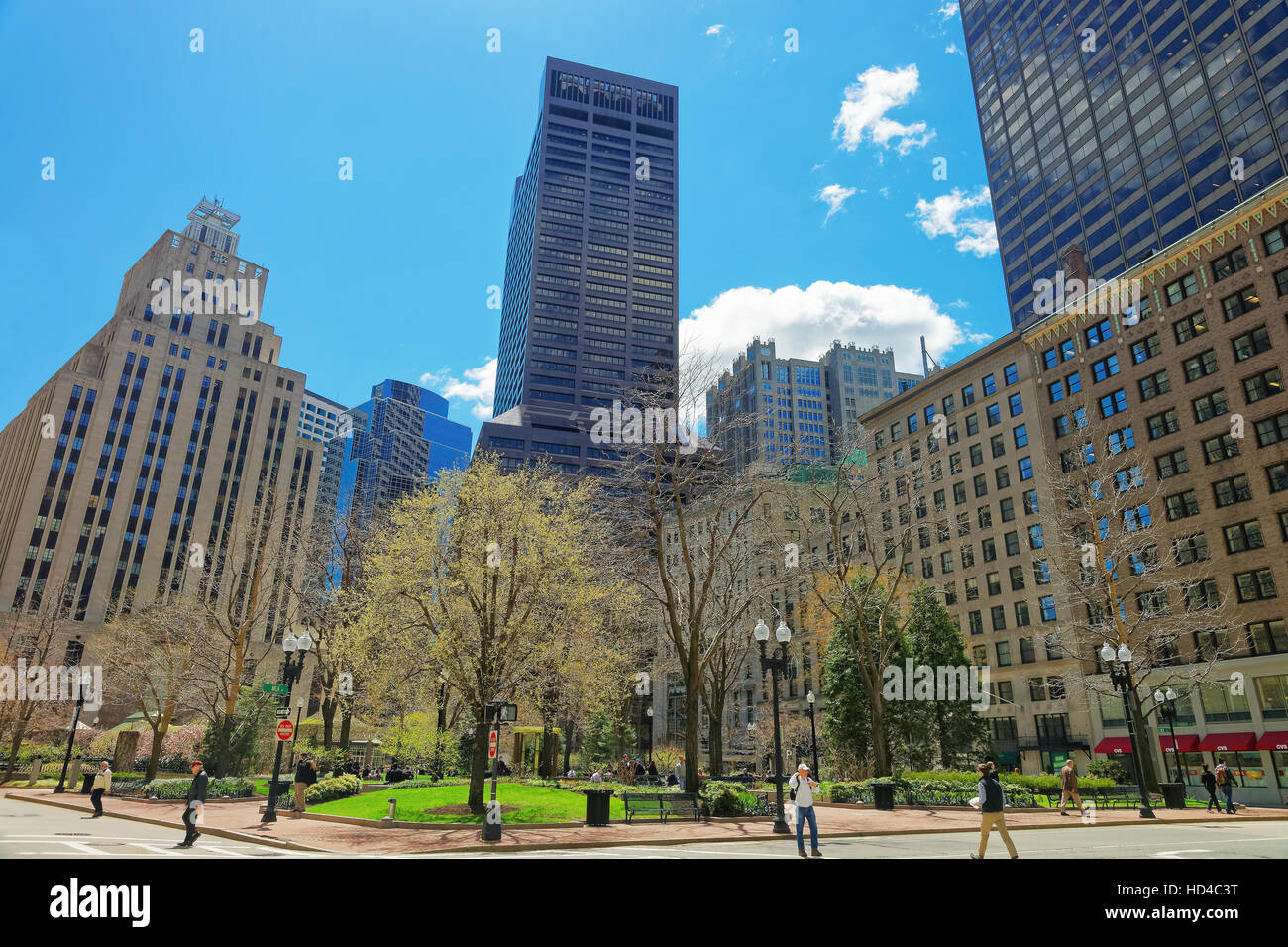 Boston, USA - April 28, 2015: Post Office Square and Skyline with ...