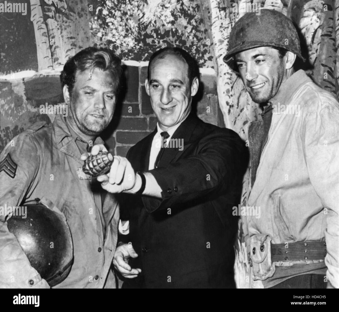 COMBAT (aka COMBAT!), Vic Morrow, Warren Spahn (showing how to throw a ...