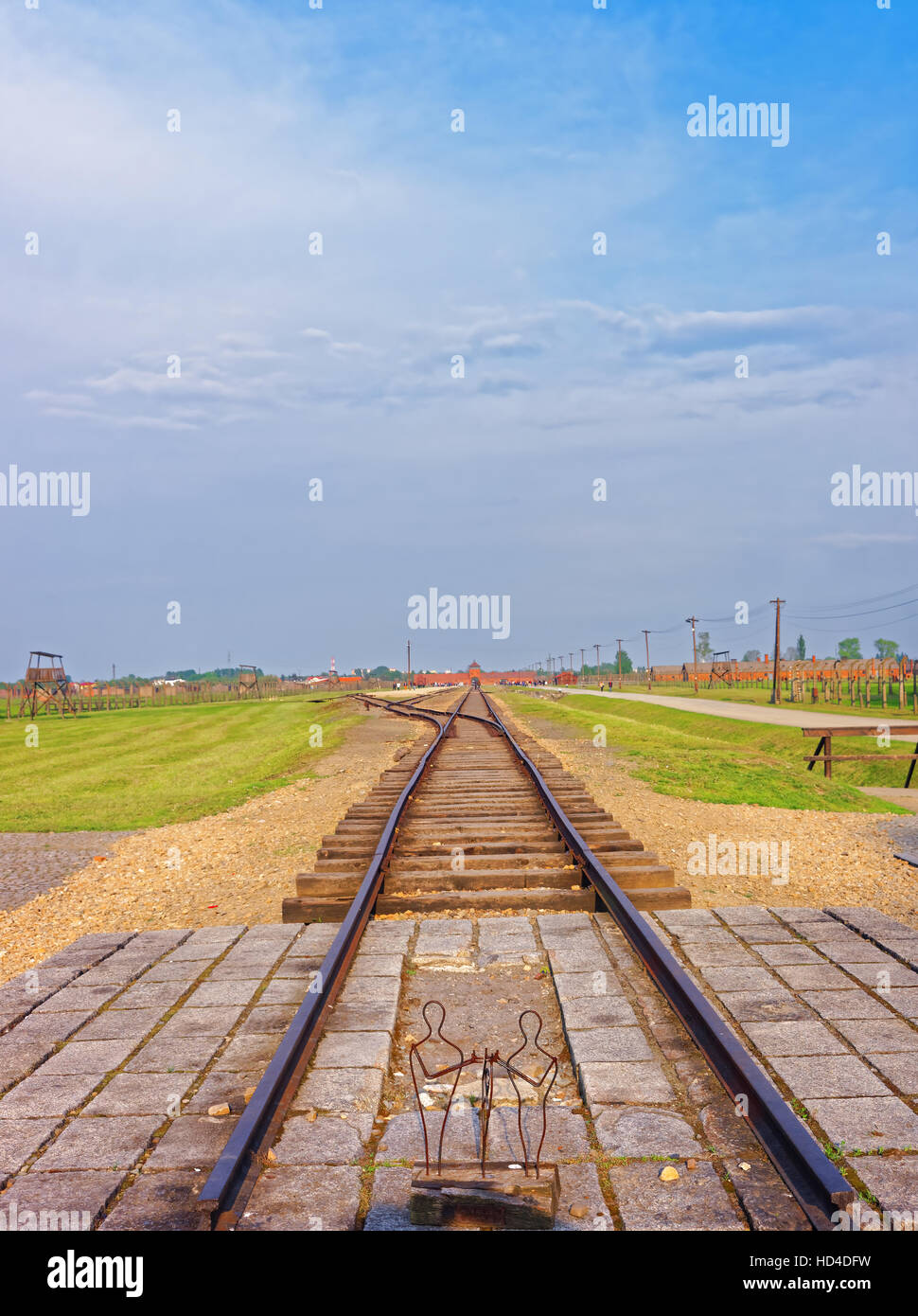 Rail track of Auschwitz Birkenau concentration camp, Poland Stock Photo ...
