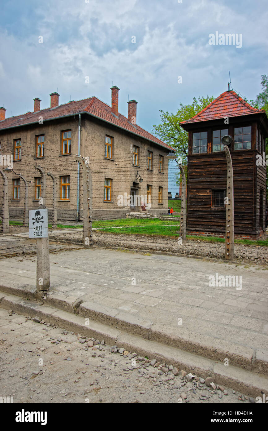 Watch tower in Auschwitz concentration camp, Poland Stock Photo - Alamy