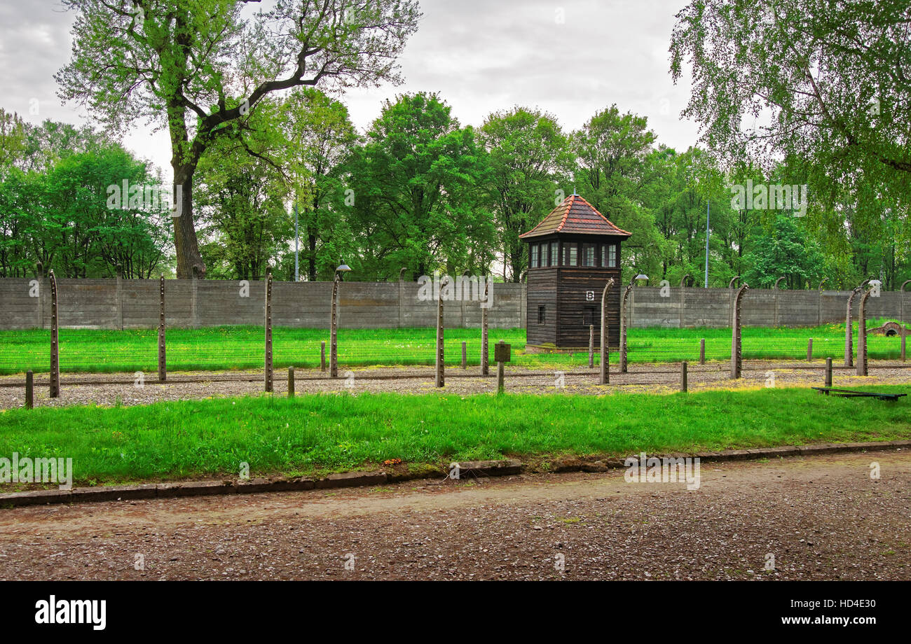 Watch tower of Auschwitz concentration camp, Poland Stock Photo - Alamy