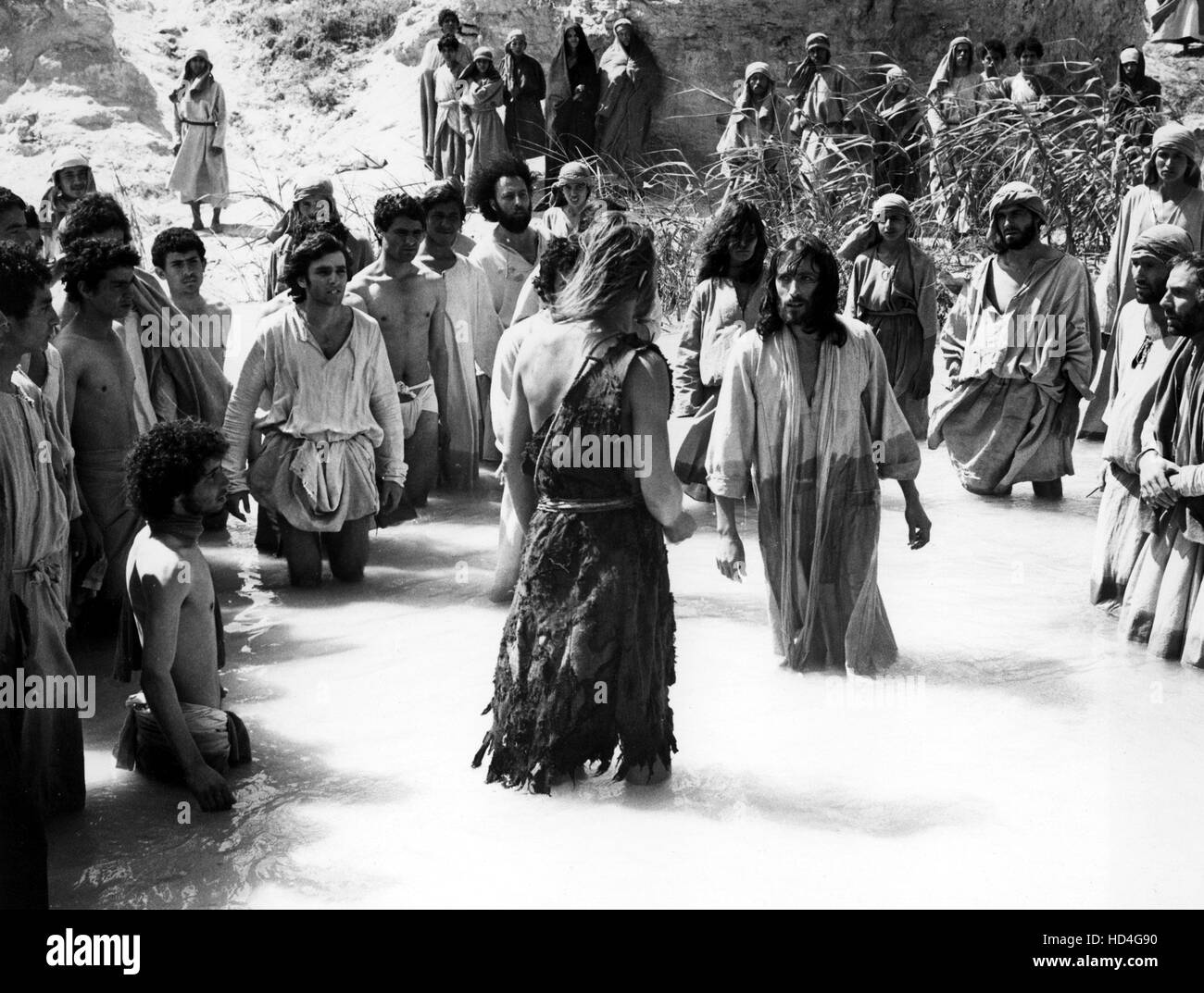 JESUS OF NAZARETH, Michael York (back to camera)as John the Baptist ...