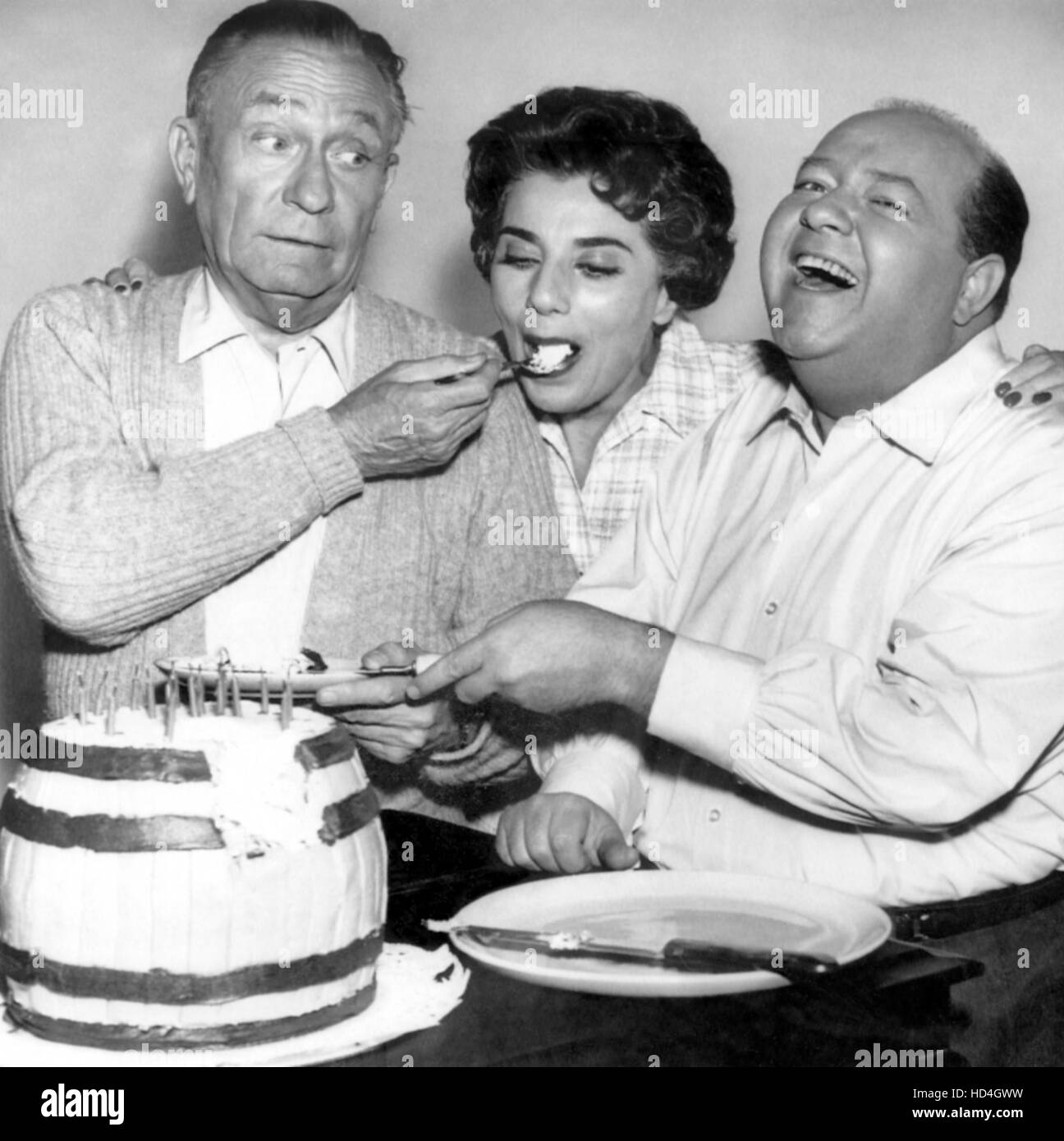 LOVE AND MARRIAGE, William Demarest, Kay Armen, Stubby Kaye on-set ...