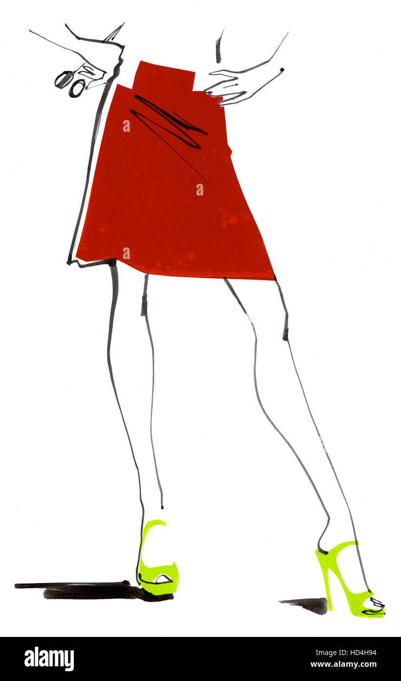 Red mini skirt and high heels hi-res stock photography and images - Alamy